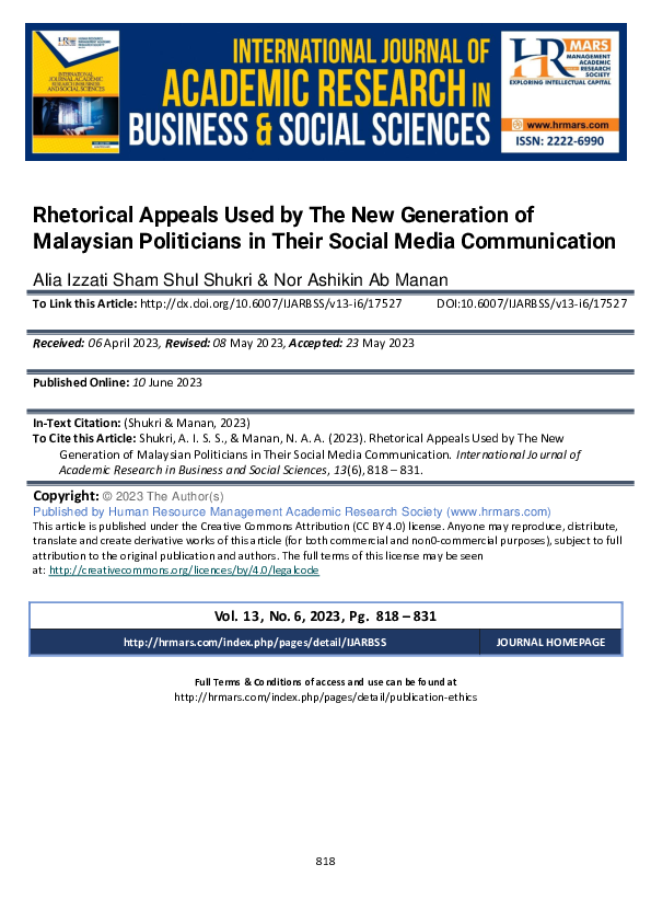 (PDF) Rhetorical Appeals Used by The New Generation of Malaysian ...