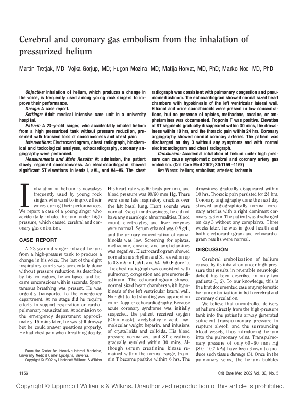 (PDF) Cerebral and coronary gas embolism from the inhalation of ...