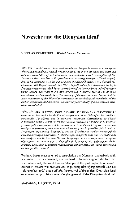 (PDF) Nietzsche and the Dionysian Ideal