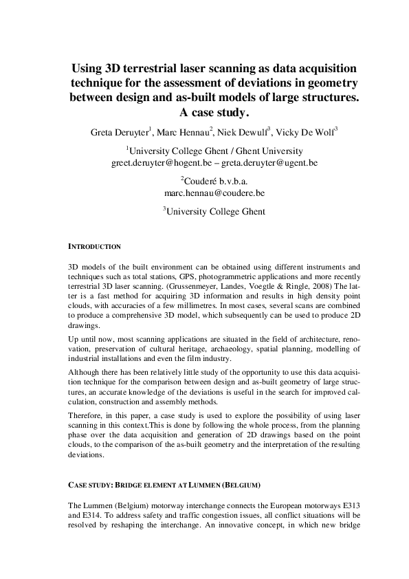 Pdf Using 3d Terrestrial Laser Scanning As Data Acquisition Technique For The Assessment Of