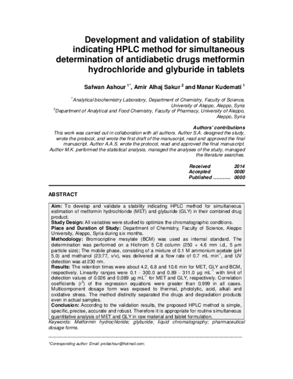 (PDF) Development and Validation of Stability Indicating HPLC Method for Simultaneous ...