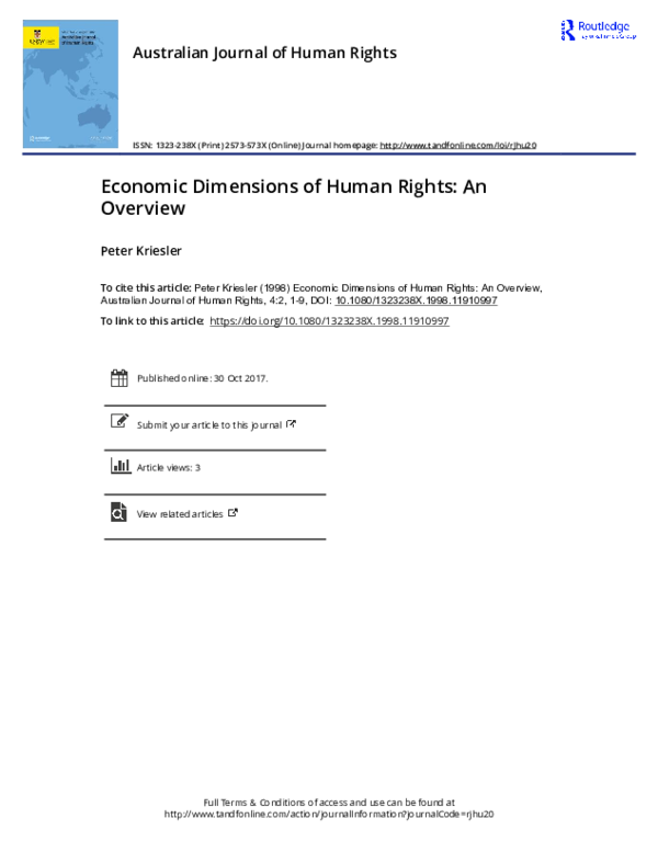 (PDF) Economic Dimensions of Human Rights: An Overview