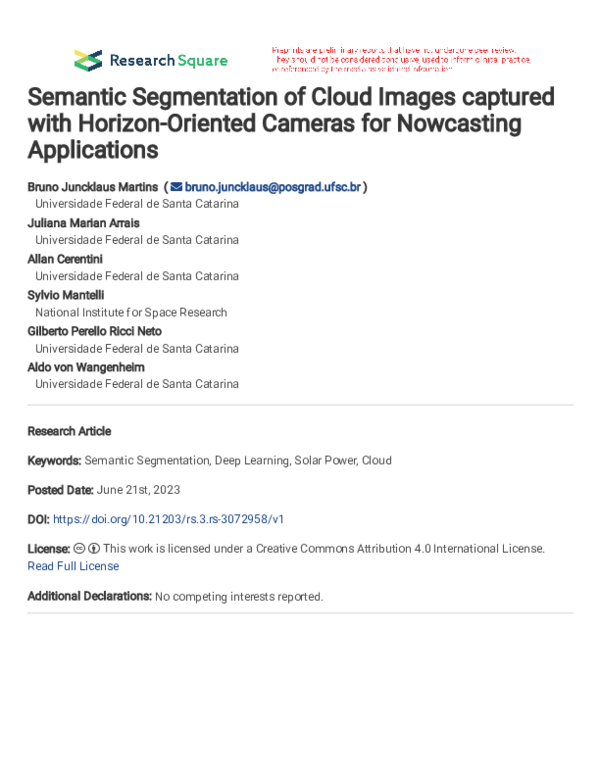 (PDF) Semantic Segmentation of Cloud Images captured with Horizon ...