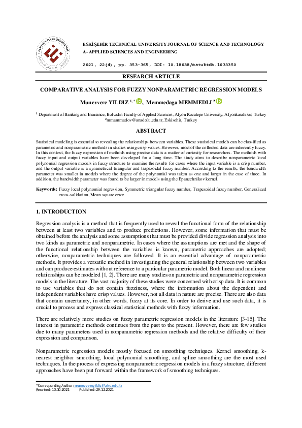 Pdf Comparative Analysis For Fuzzy Nonparametric Regression Models 