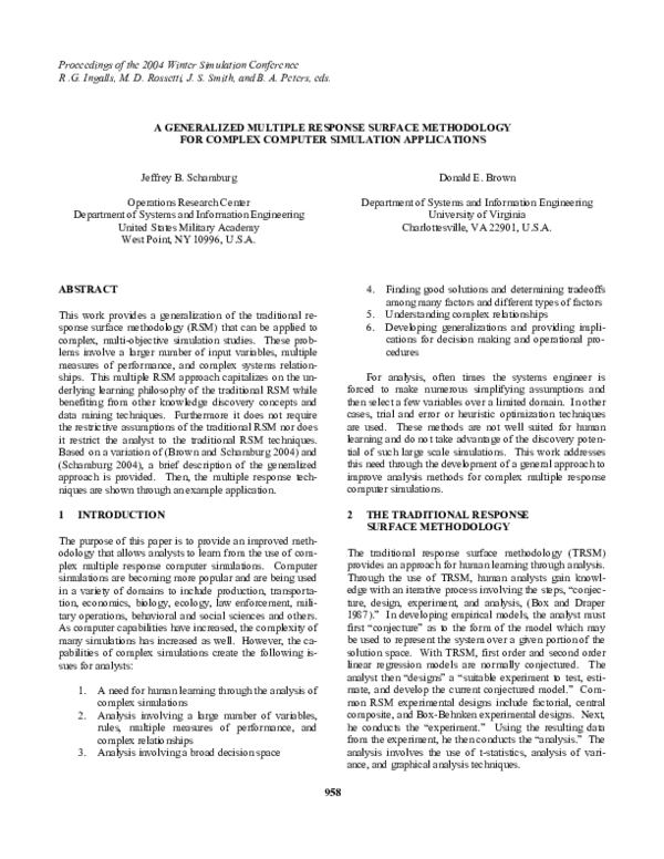 (PDF) A Generalized Multiple Response Surface Methodology for Complex Computer Simulation ...