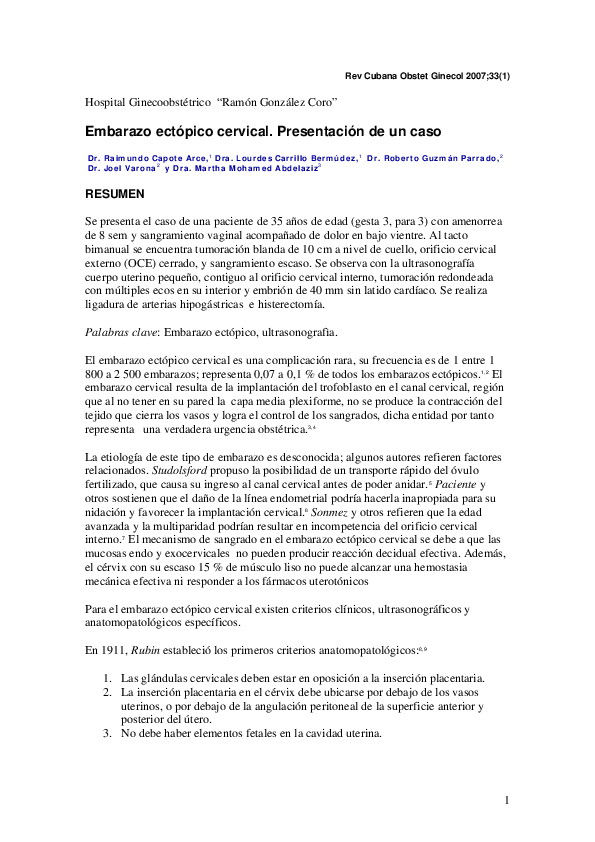 (PDF) Embarazo ectópico cervical: Presentación de un caso