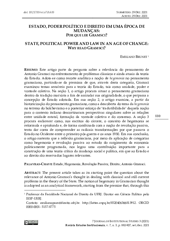 (PDF) Estado, Poder Político e Direito Em Uma Época De Mudanças: Por ...