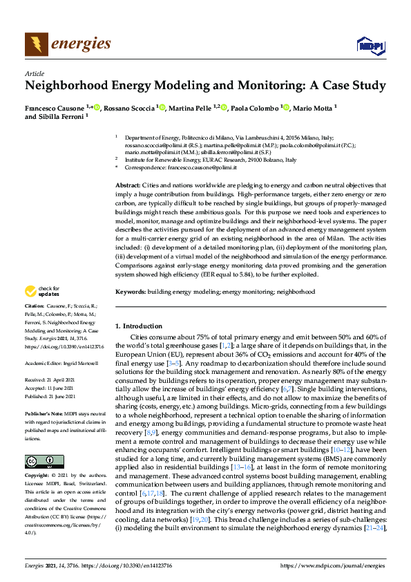 (PDF) Neighborhood Energy Modeling and Monitoring: A Case Study