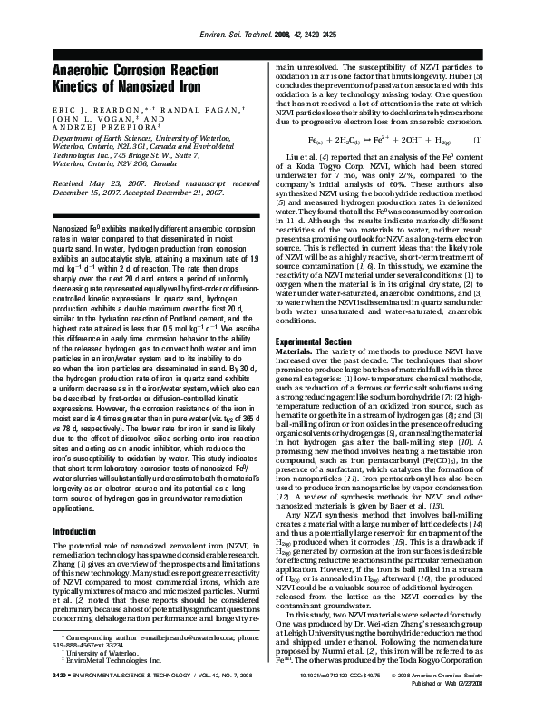 (PDF) Anaerobic Corrosion Reaction Kinetics of Nanosized Iron