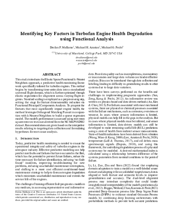 Pdf Identifying Key Factors In Turbofan Engine Health Degradation Using Functional Analysis