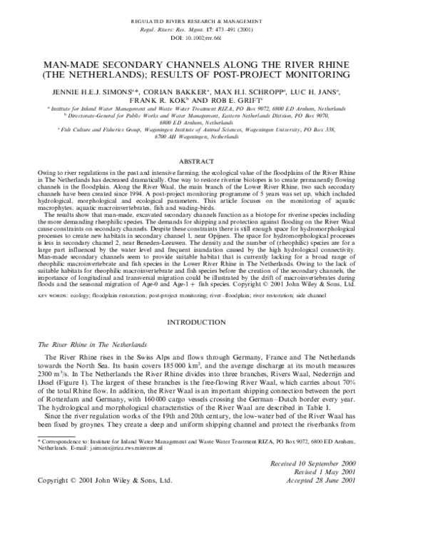 (PDF) Man-made secondary channels along the River Rhine (The ...