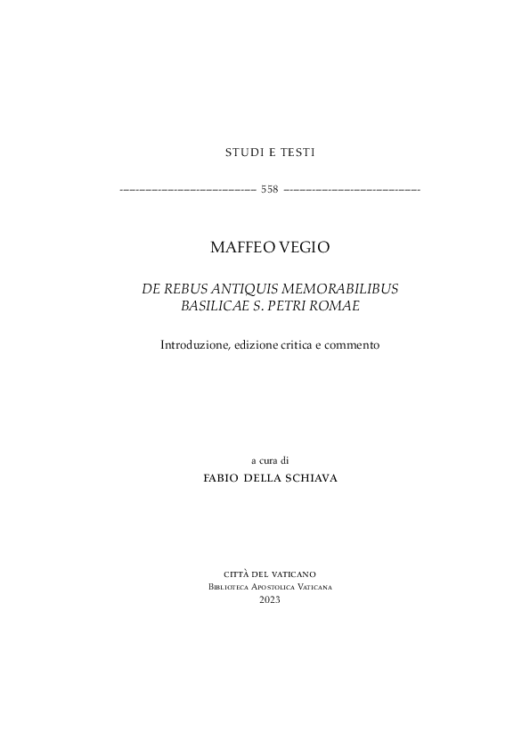 (PDF) Maffeo Vegio, De rebus antiquis memorabilibus Basilicae S. Petri ...
