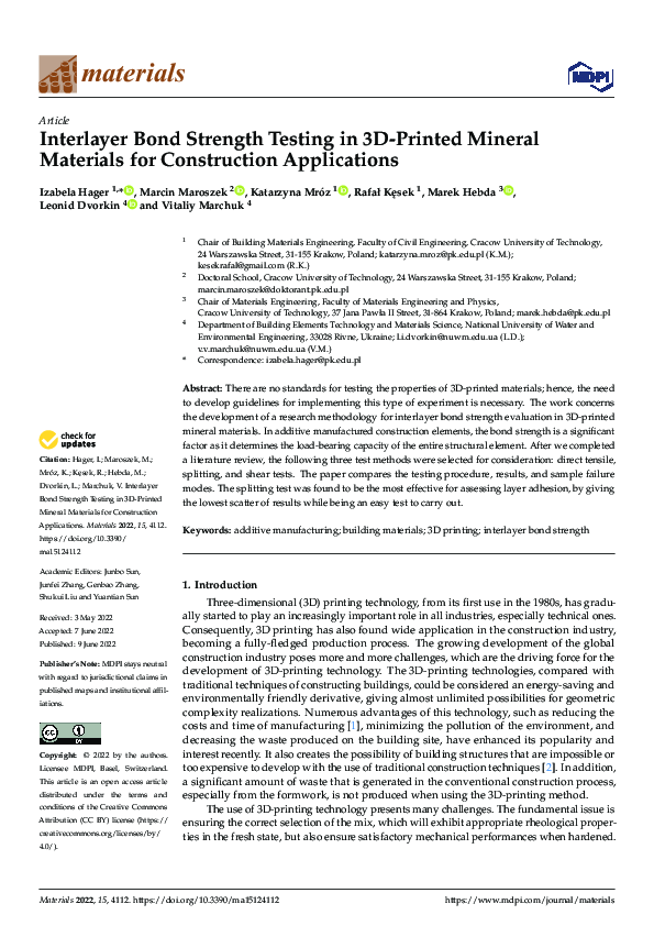 (PDF) Interlayer Bond Strength Testing in 3D-Printed Mineral Materials ...