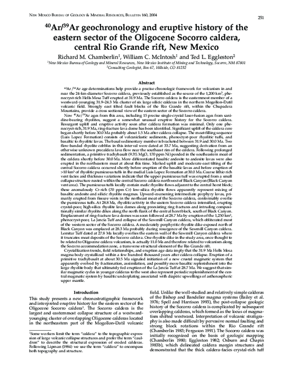 (PDF) eastern sector of the Oligocene Socorro caldera, central Rio ...