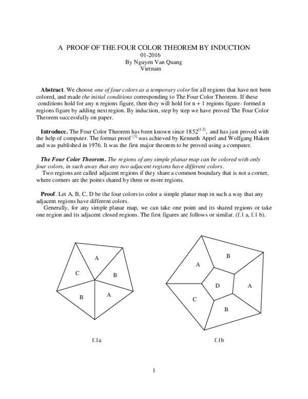 (PDF) A Proof of the Four Color Theorem by Induction