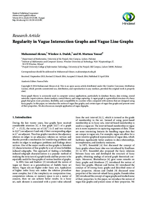 (PDF) Regularity in Vague Intersection Graphs and Vague Line Graphs