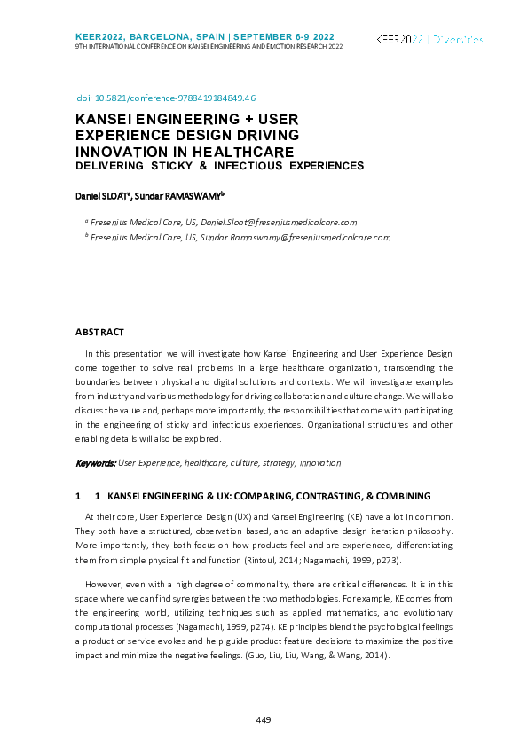 (PDF) Kansei engineering + user experience design driving innovation in ...