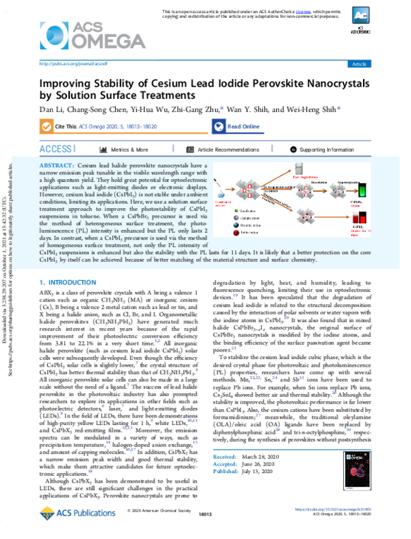 (PDF) Improving Stability of Cesium Lead Iodide Perovskite Nanocrystals ...