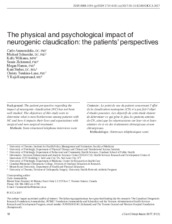 (PDF) The physical and psychological impact of neurogenic claudication ...