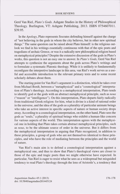 (PDF) Plato’s Gods. By Gerd Van Riel