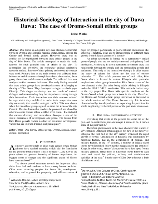 (PDF) Historical-Sociology of Interaction in the city of Dawa Dawa : The case of Oromo-Somali ...