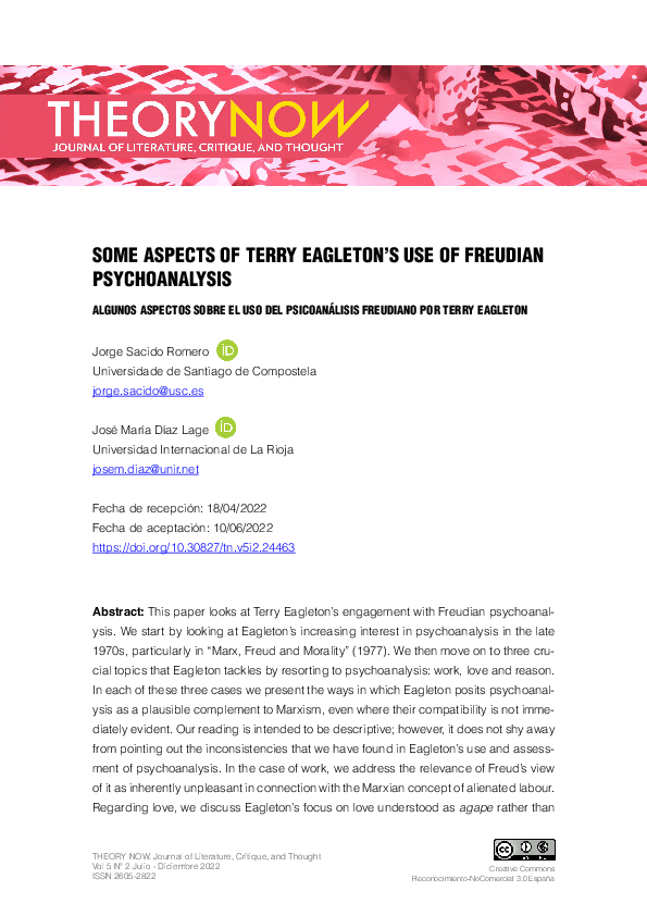 (PDF) SOME ASPECTS OF TERRY EAGLETON'S USE OF FREUDIAN PSYCHOANALYSIS