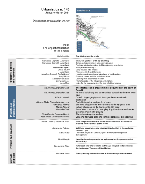 (PDF) An interdisciplinary and community approach to the new town plan