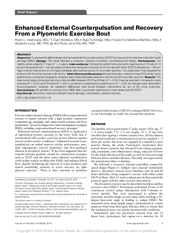 (PDF) Enhanced External Counterpulsation and Recovery From a Plyometric ...