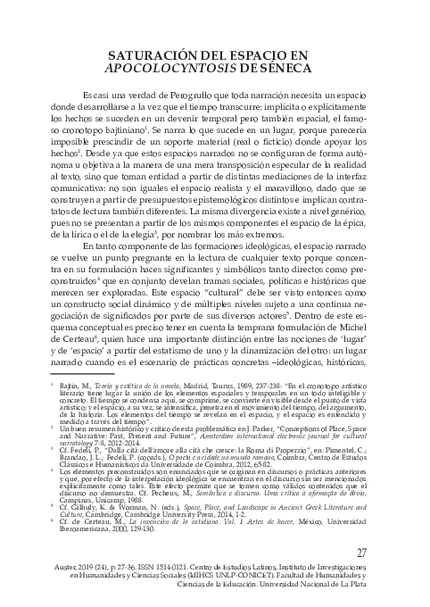 (PDF) Saturación del espacio en Apocolocyntosis de Séneca | Martín ...