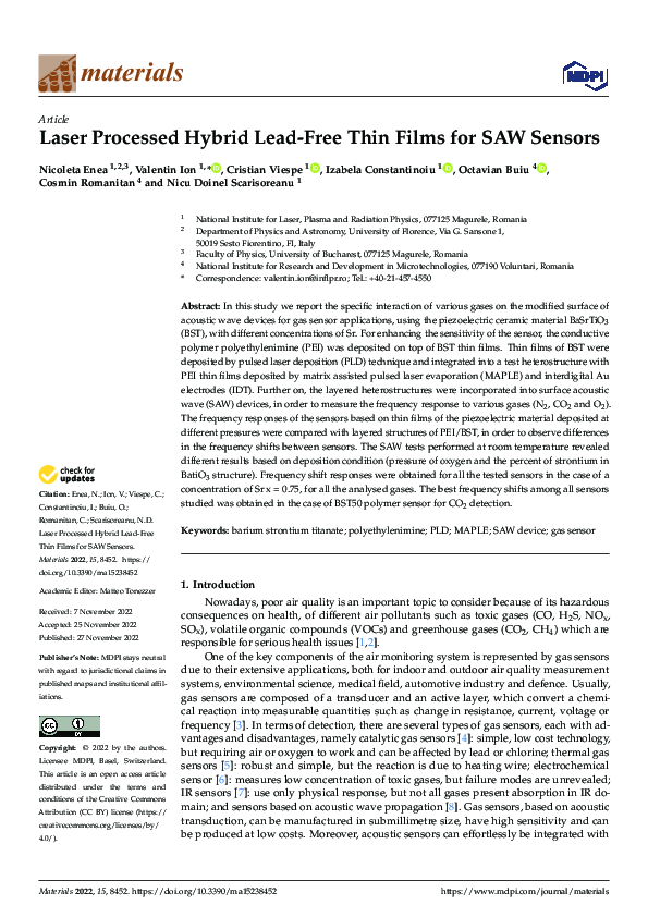 (PDF) Laser Processed Hybrid Lead-Free Thin Films for SAW Sensors