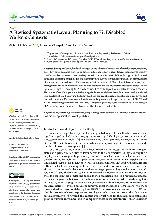 (PDF) A Revised Systematic Layout Planning to Fit Disabled Workers Contexts