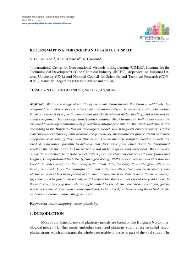 (PDF) Return Mapping for Creep and Plasticity Split