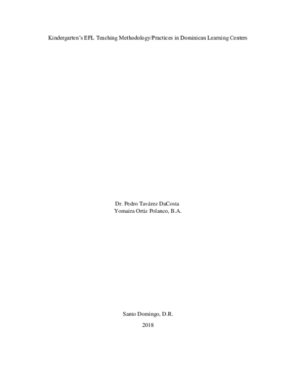(PDF) Kindergarten's EFL Teaching Methodology/Practices in Dominican ...