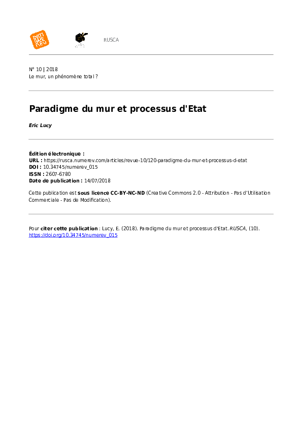 (PDF) Paradigme du mur et processus d'Etat