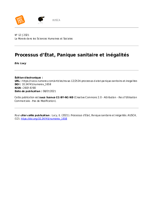 (PDF) Processus d’État, Panique sanitaire et inégalités