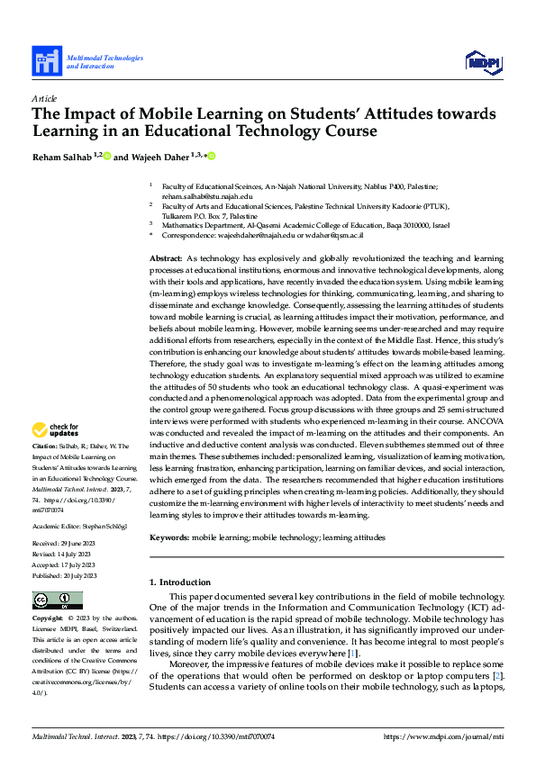 (PDF) The Impact of Mobile Learning on Students’ Attitudes towards ...