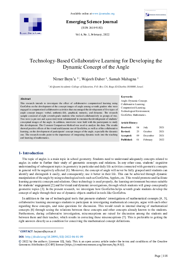 (PDF) Technology-Based Collaborative Learning for Developing the Dynamic Concept of the Angle ...