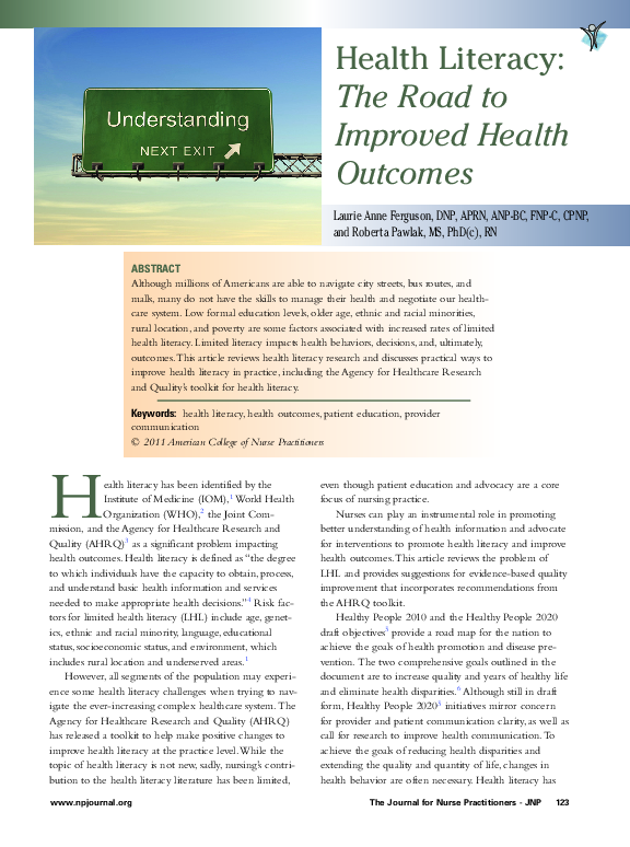 (PDF) Health Literacy: The Road to Improved Health Outcomes