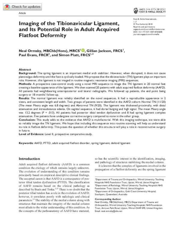 (PDF) Imaging of the Tibionavicular Ligament, and Its Potential Role in ...