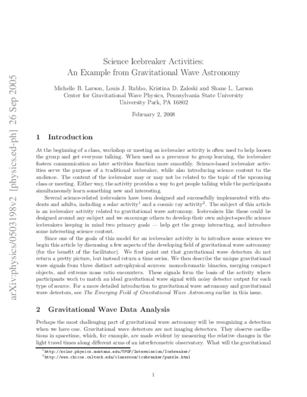 (PDF) Science Icebreaker Activities: An Example from Gravitational Wave ...
