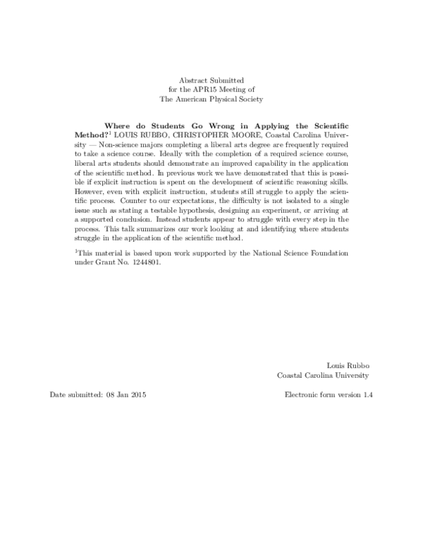(PDF) Where Do Students Go Wrong in Applying the Scientific Method