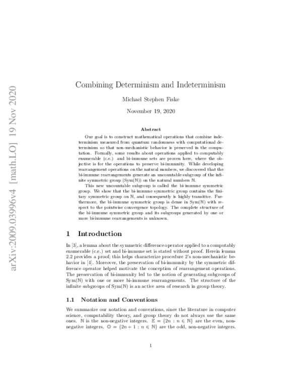 (PDF) Combining Determinism and Indeterminism