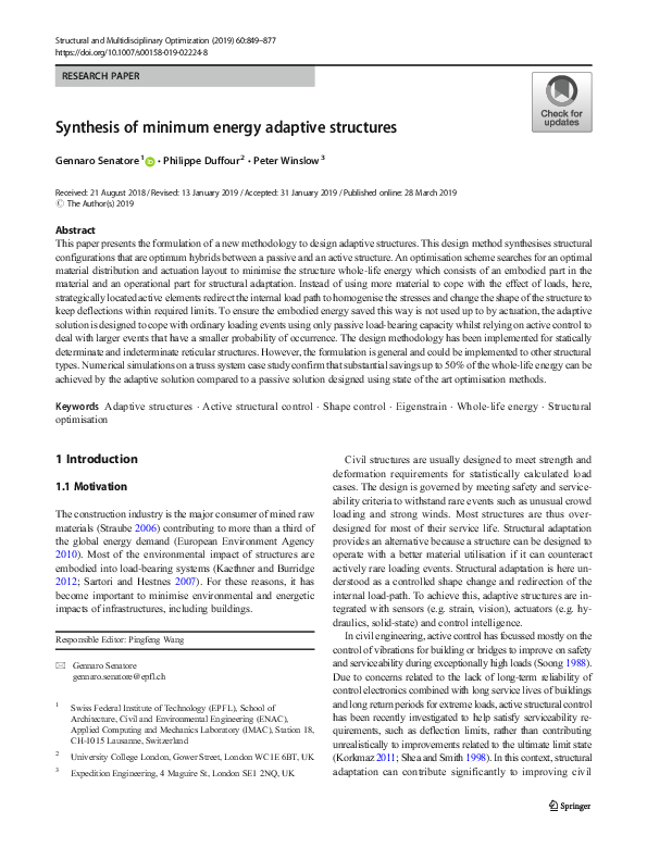 (PDF) Synthesis of minimum energy adaptive structures | Philippe Duffour - Academia.edu