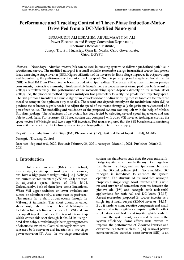 (PDF) Performance and Tracking Control of Three-Phase Induction-Motor Drive Fed from a DC ...