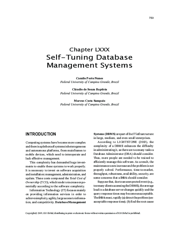 (PDF) Optimizing Self-Tuning DB Management Systems