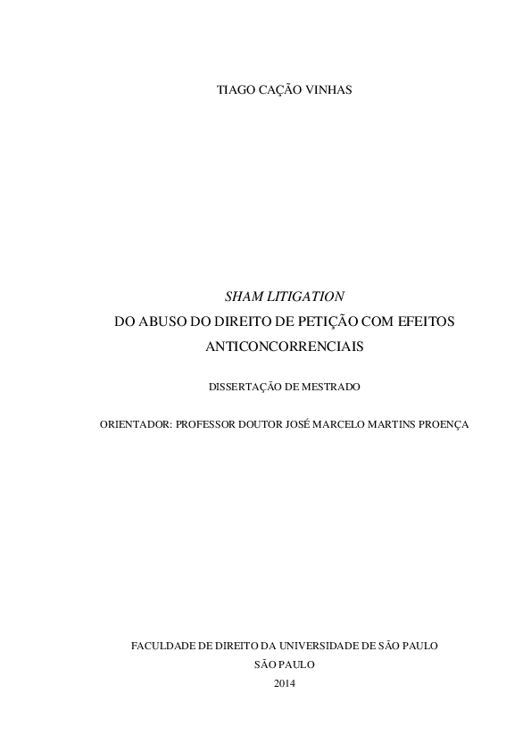 (PDF) Sham Litigation - Do abuso do direito de petição com efeitos ...