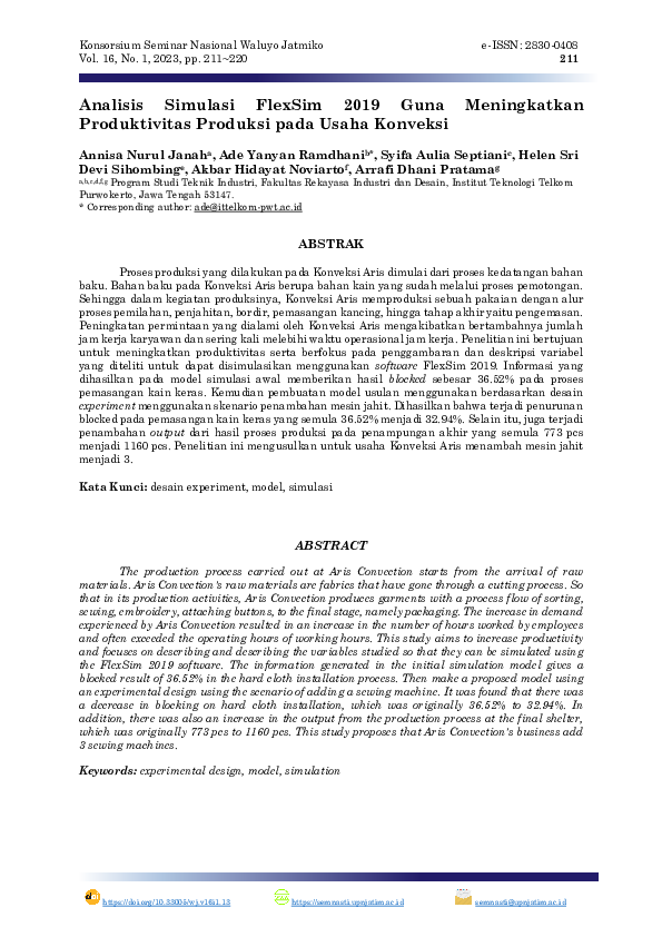 (PDF) Analisis Simulasi FlexSim 2019 Guna Meningkatkan Produktivitas ...