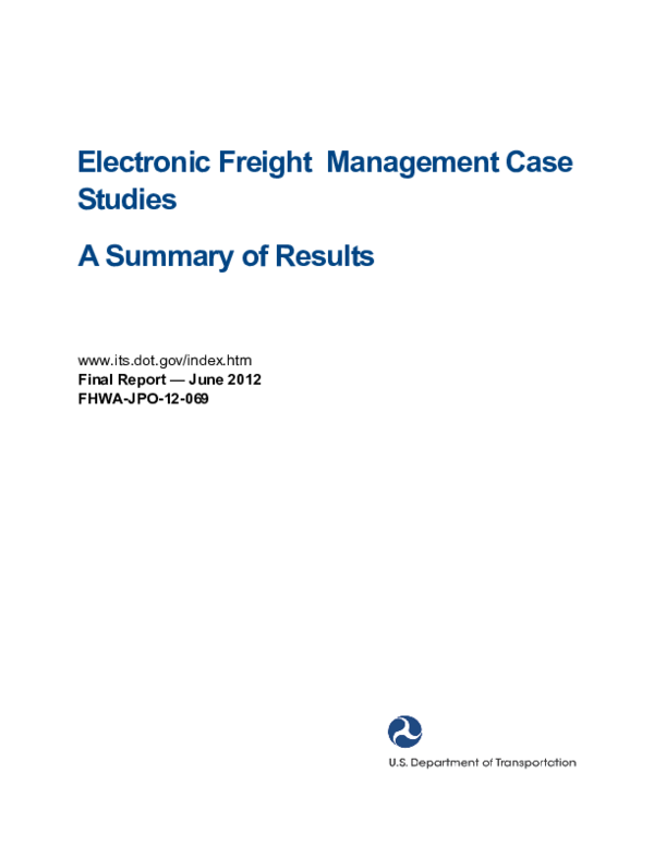 (PDF) Electronic Freight Management Case Studies: A Summary of Results