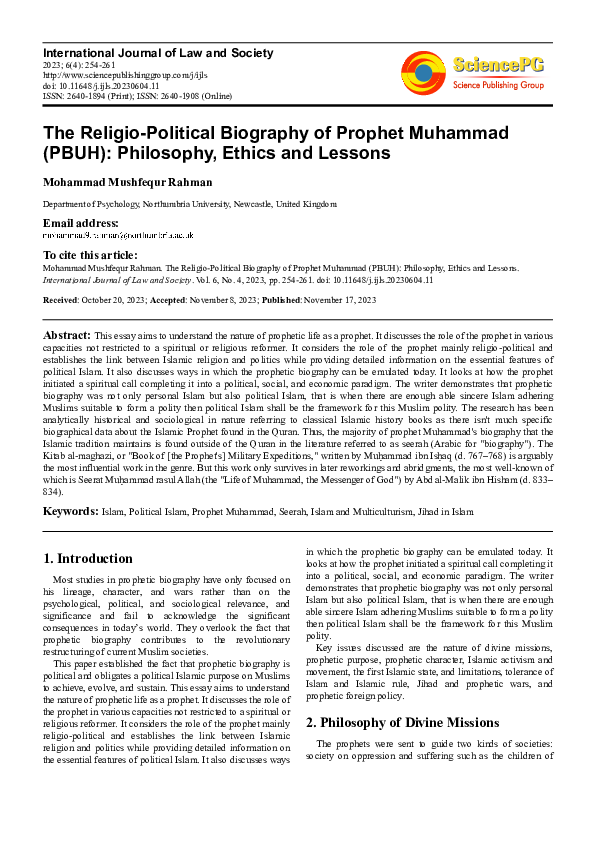 (PDF) The Religio-Political Biography of Prophet Muhammad (PBUH ...