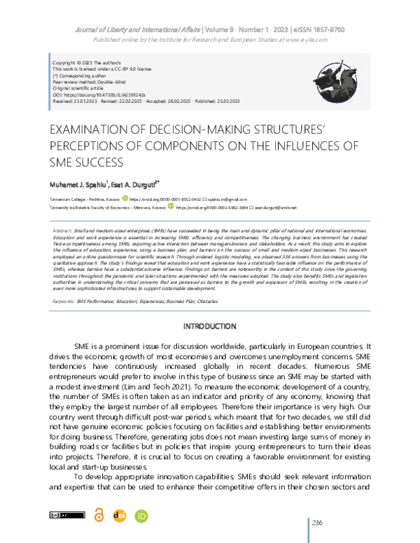 (PDF) EXAMINATION OF DECISION-MAKING STRUCTURES' PERCEPTIONS OF COMPONENTS ON THE INFLUENCES OF ...